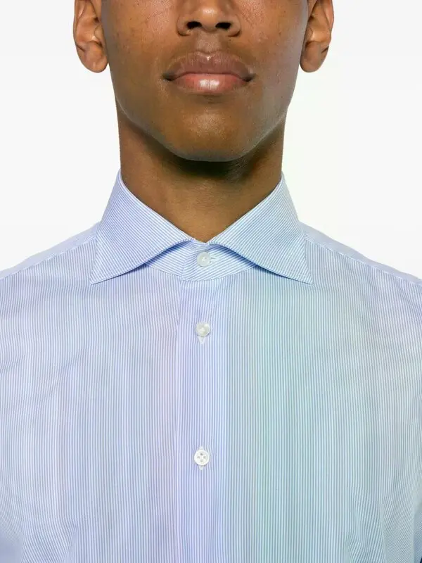 BORRIELLO NAPOLI Striped Cotton Shirt - Blue