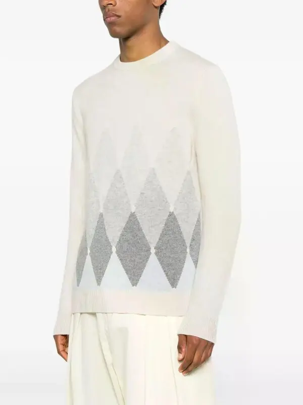 BALLANTYNE Argyle-knit Crew-neck Sweater - Neutrals