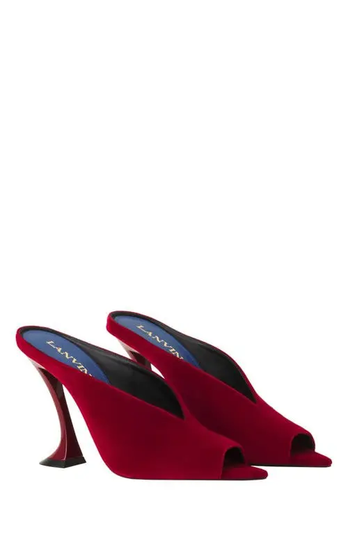 LANVIN Midnight Step Velvet Mules - Red