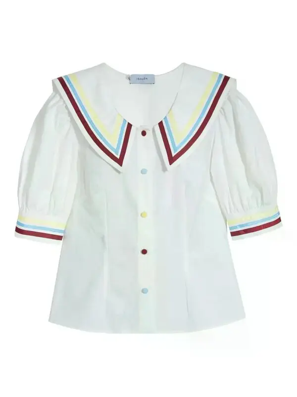 Isolda Marítima Striped-collar Buttoned Blouse