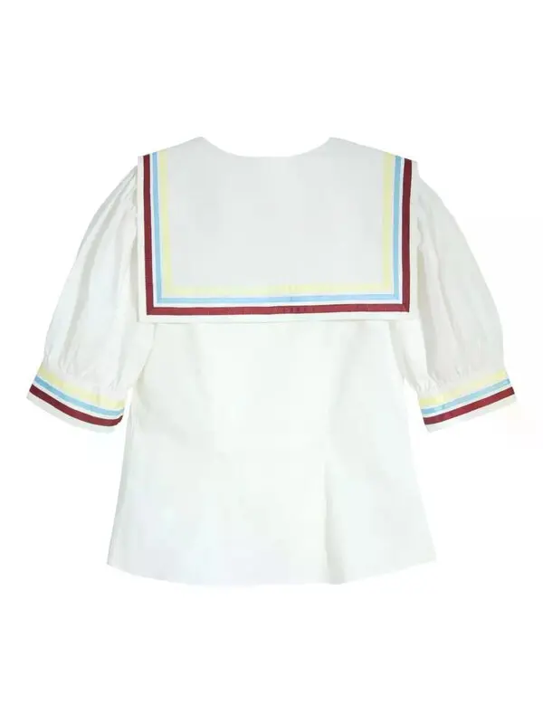Isolda Marítima Striped-collar Buttoned Blouse
