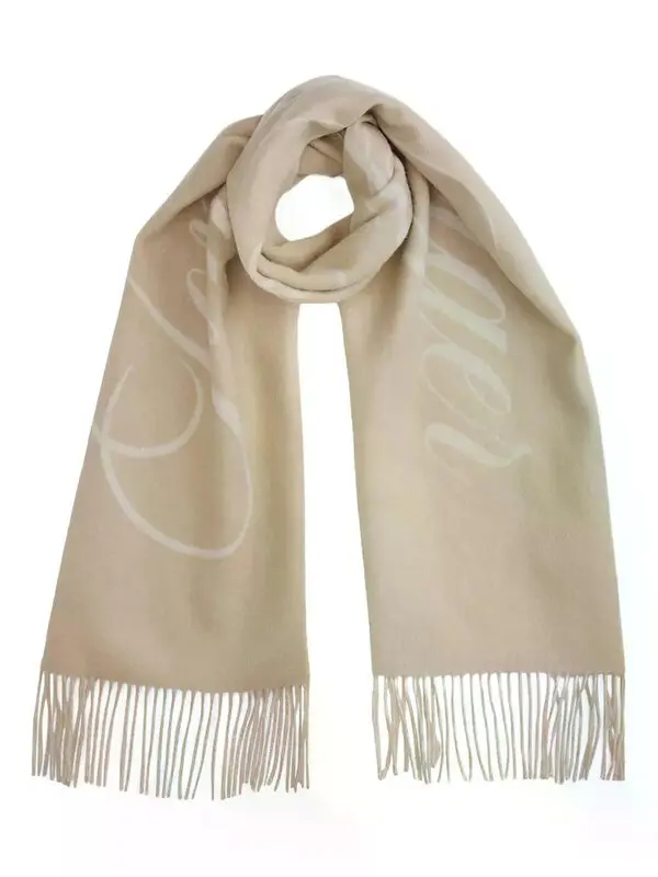 Tommy Hilfiger Fringed Wool Scarf - Neutrals