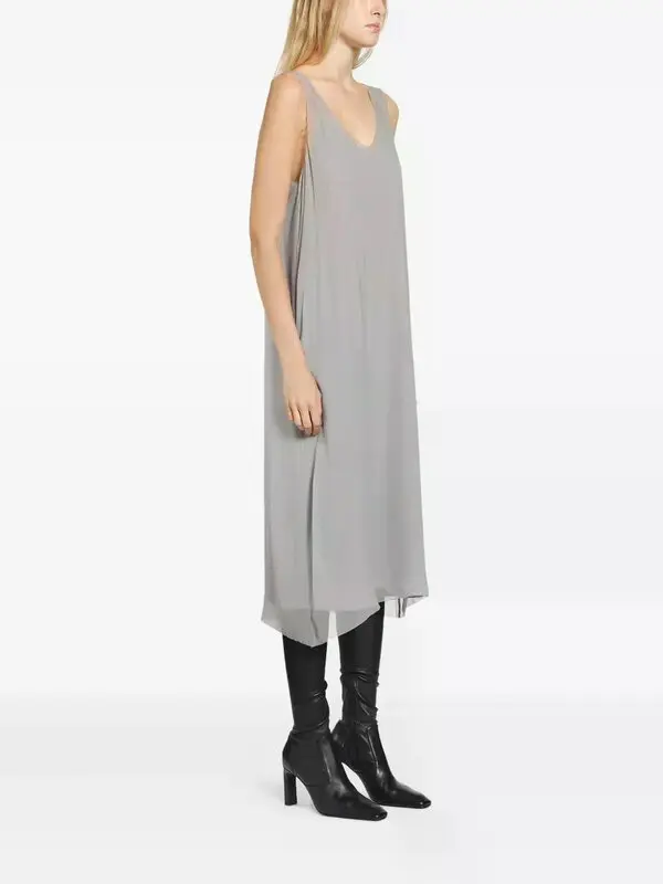 midi brown linen dress BROWN AND White STRIPE LINEN GIRLFRIEND MIDI DRESS 5 (L)