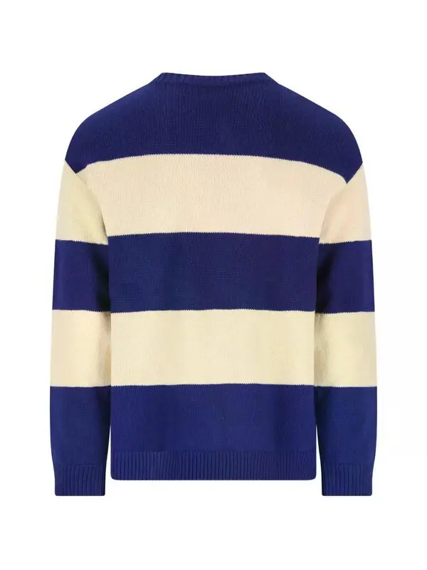 Valentino Garavani Panther-jacquard Striped Jumper - Blue