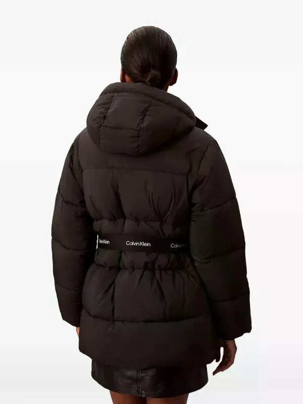 Calvin Klein Hooded Belted Coat