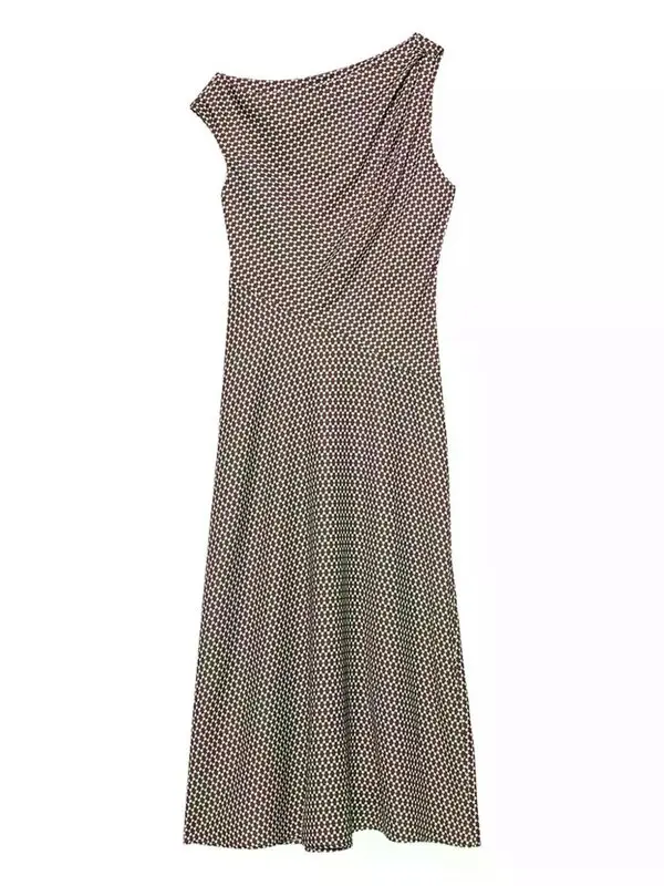 Calvin Klein One-shoulder Patterned Midi Dress