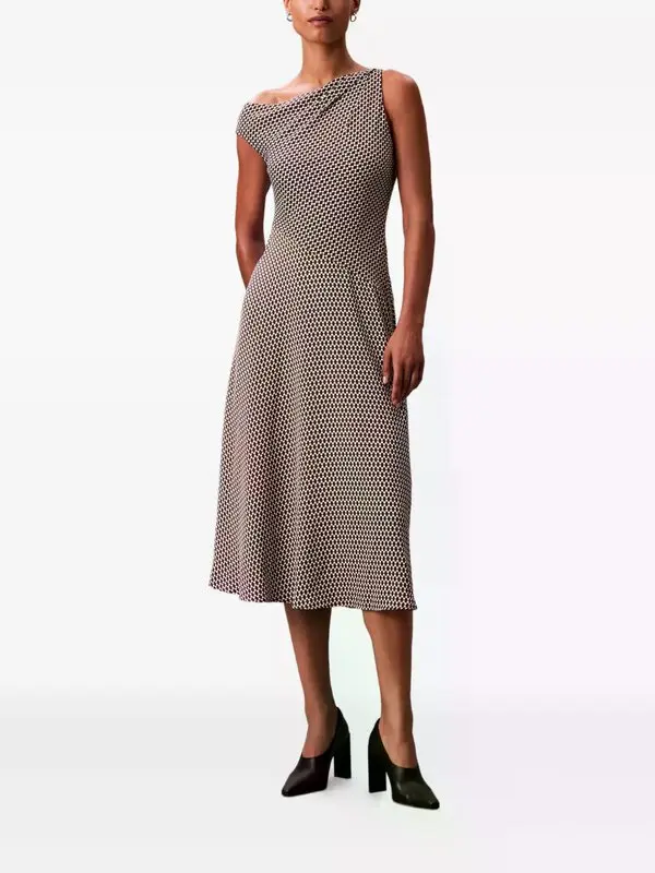 Calvin Klein One-shoulder Patterned Midi Dress