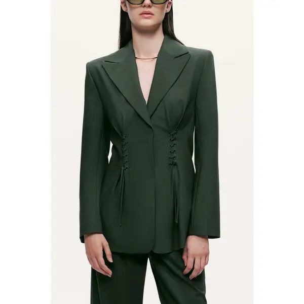 NOCTURNE Lace-up Waist Tailored Blazer