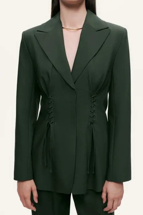 NOCTURNE Lace-up Waist Tailored Blazer