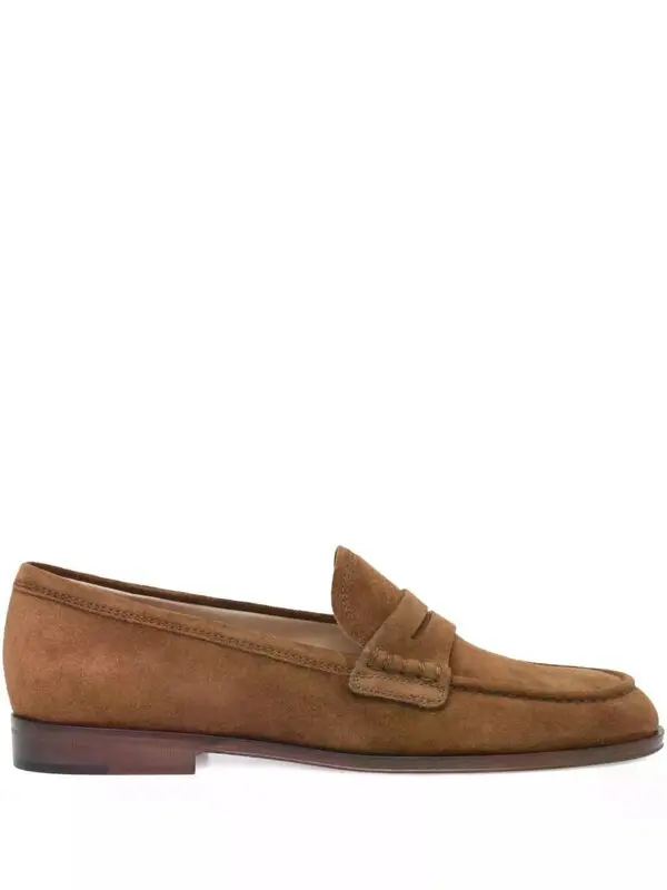 GIANVITO ROSSI 20mm Georgie Penny-strap Suede Loafers - Brown