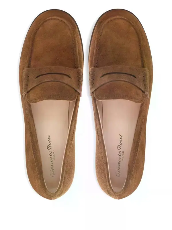 GIANVITO ROSSI 20mm Georgie Penny-strap Suede Loafers - Brown