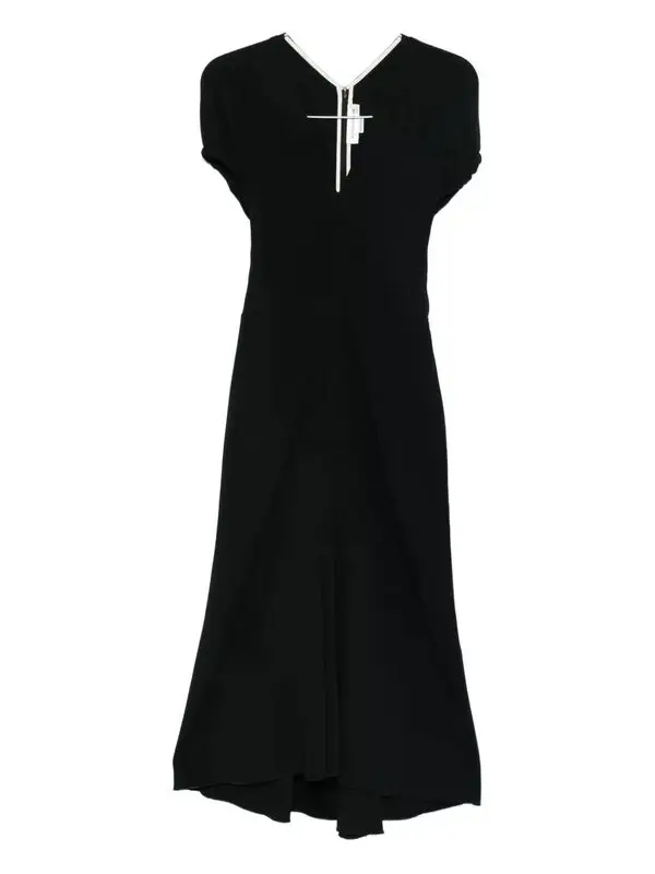 Victoria Beckham Edith V-neck Midi Dress - Black