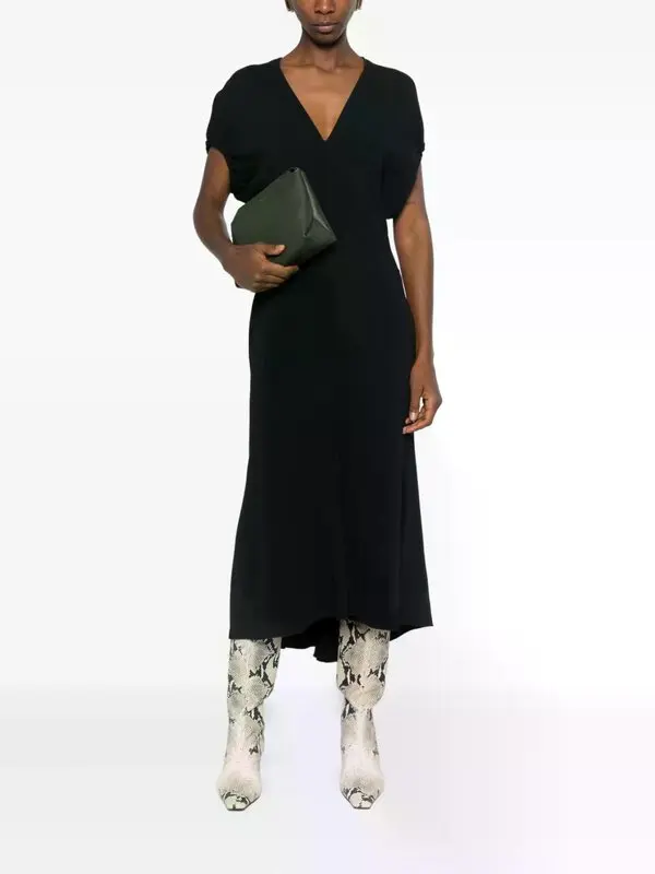 Victoria Beckham Edith V-neck Midi Dress - Black