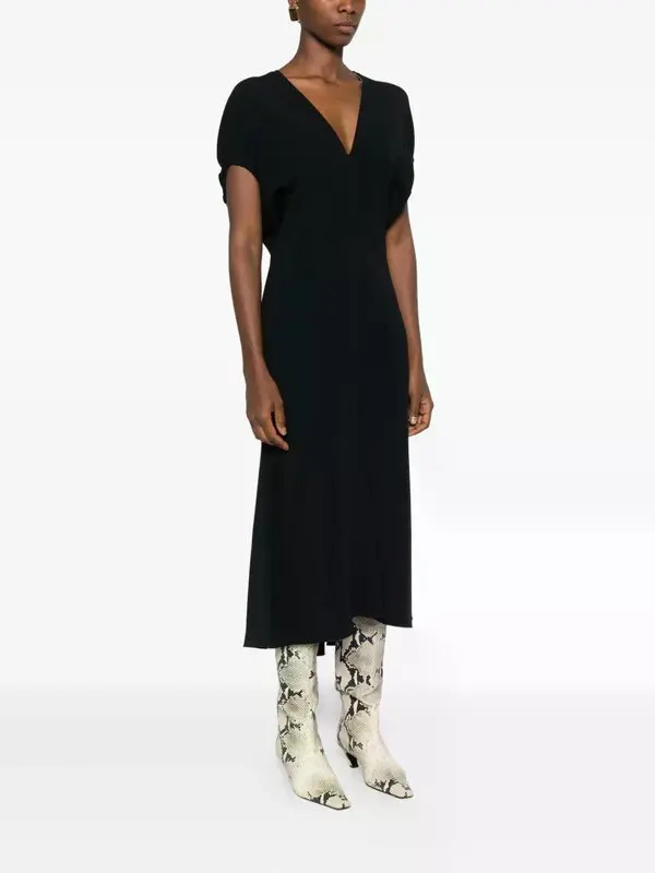 Victoria Beckham Edith V-neck Midi Dress - Black