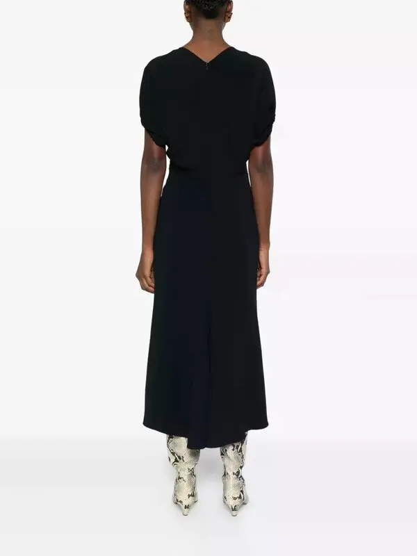 Victoria Beckham Edith V-neck Midi Dress - Black