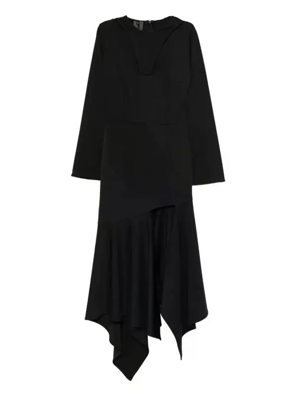 knee length dresses for ladies Black Asymmetric Hem Maternity Midi Dress – PinkBlush main image 1
