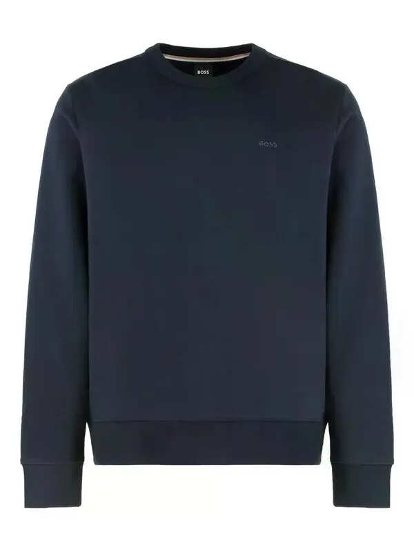 BOSS Logo-embroidered Cotton Sweatshirt - Blue