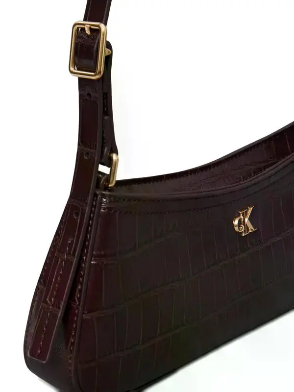 Calvin Klein Croc-embossed Buckle Shoulder Bag