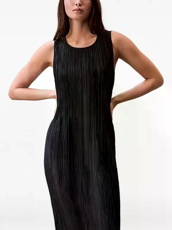 Calvin Klein Pleated Sleeveless Midi Dress In Blue - 39% Off | Editorialist
