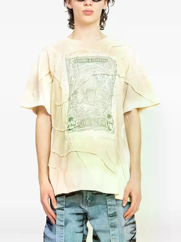 WHO DECIDES WAR Stamp-print T-shirt