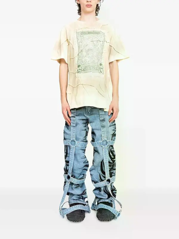 WHO DECIDES WAR Stamp-print T-shirt