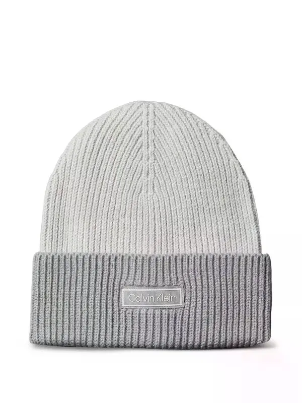 Calvin Klein Ribbed Knit Beanie - Grey
