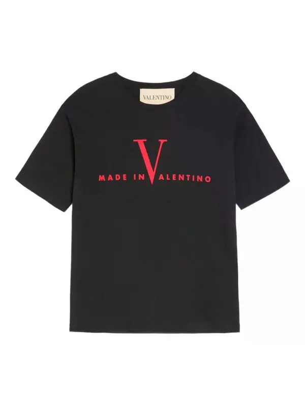 Valentino Garavani Cotton T-shirt With Made In Print - Black