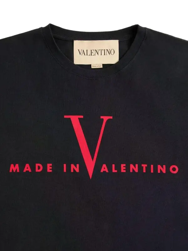 Valentino Garavani Cotton T-shirt With Made In Print - Black