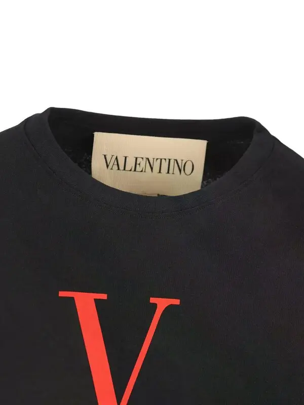 Valentino Garavani Cotton T-shirt With Made In Print - Black