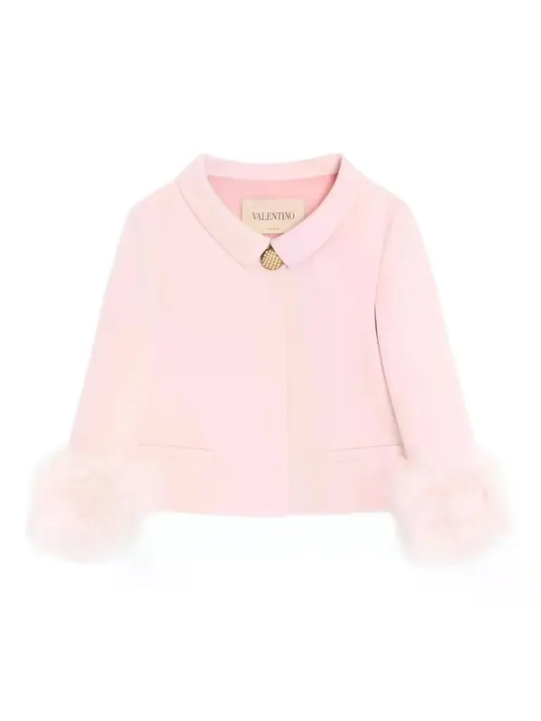 Valentino Garavani Crepe Couture Jacket With Feather Trim - Pink