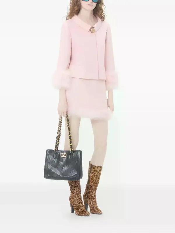 Valentino Garavani Crepe Couture Jacket With Feather Trim - Pink