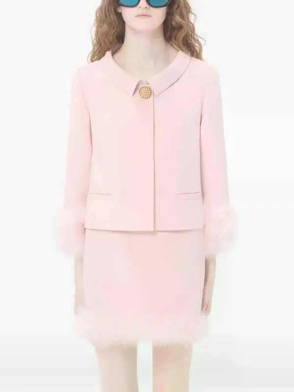 Valentino Garavani Crepe Couture Jacket With Feather Trim - Pink