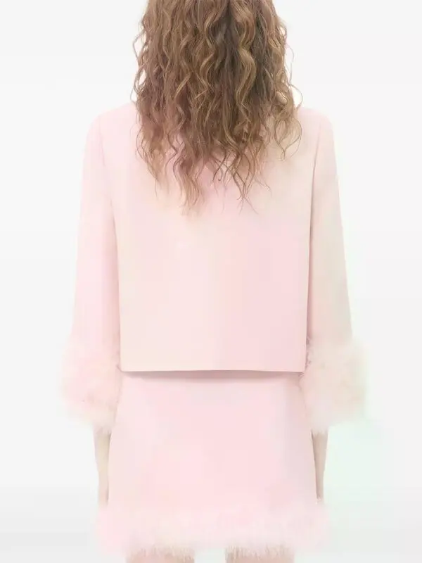 Valentino Garavani Crepe Couture Jacket With Feather Trim - Pink