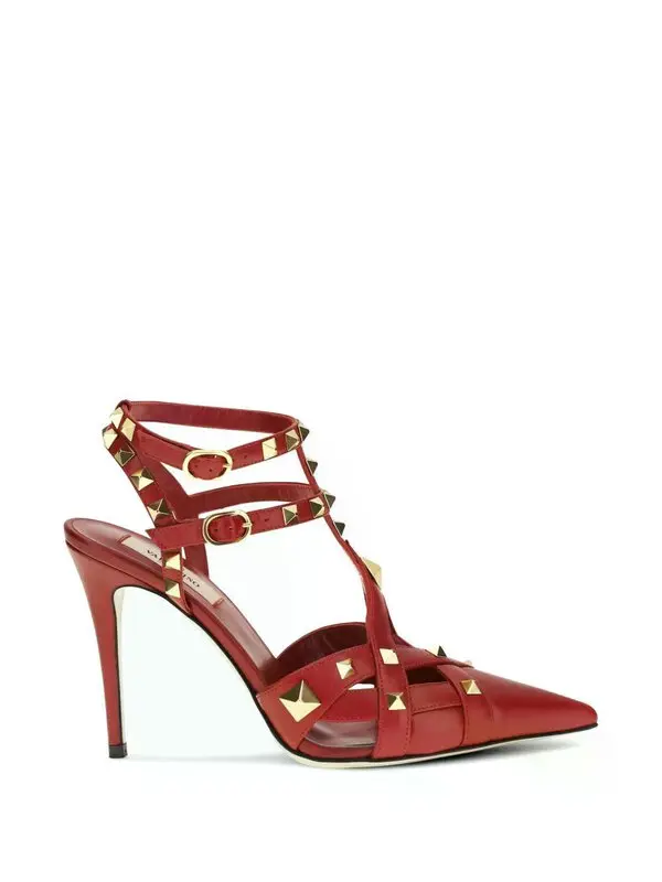 Valentino Garavani Studded Kidskin Pumps - Red