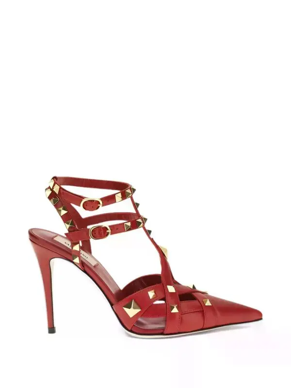 Valentino Garavani Studded Kidskin Pumps - Red