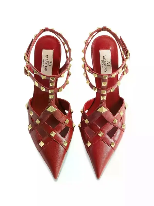 Valentino Garavani Studded Kidskin Pumps - Red