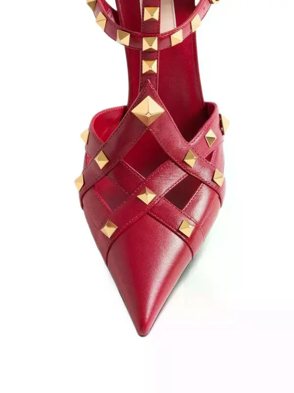 Valentino Garavani Studded Kidskin Pumps - Red