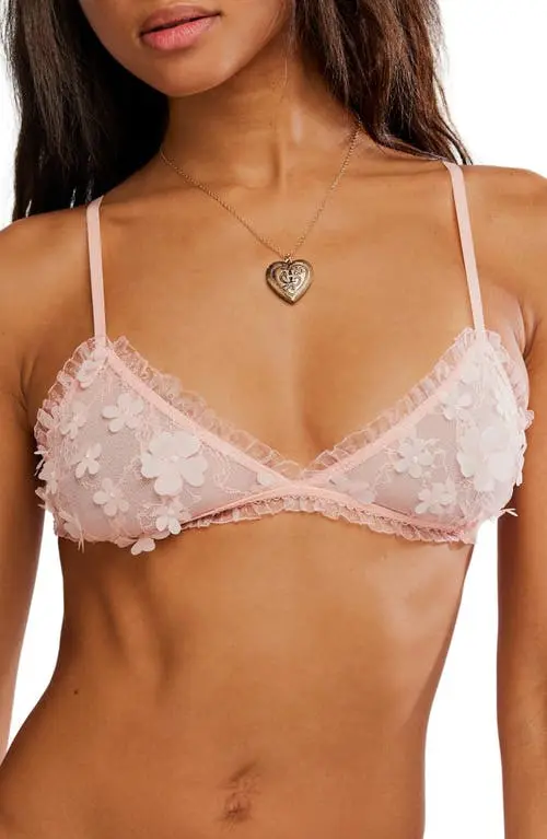 Free People Save The Date Floral Appliqué Triangle Bralette - Flamingo Flamenco