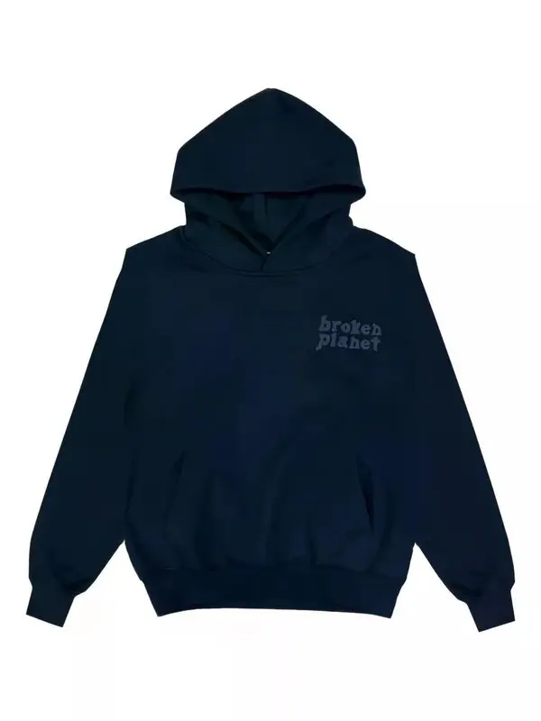 BROKEN PLANET Drawstring Long-sleeve Hoodie - Blue