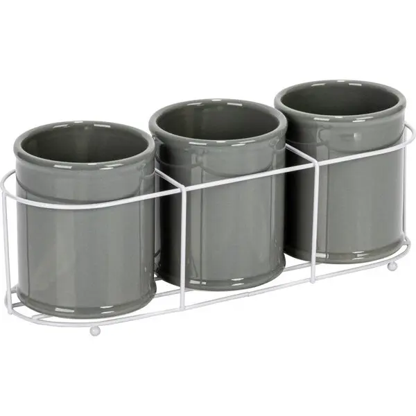 STORIED HOME Farmhouse Ceramic Crocks - Grey