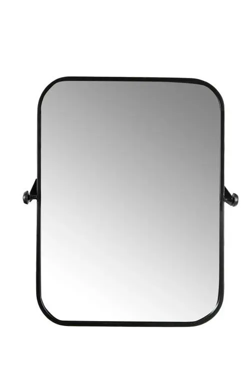 STORIED HOME Metal Framed Pivoting Wall Mirror - Black