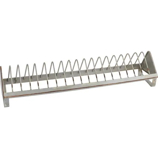 STORIED HOME Rustic Farmhouse Metal Dish Rack With 18 Slots - Grey