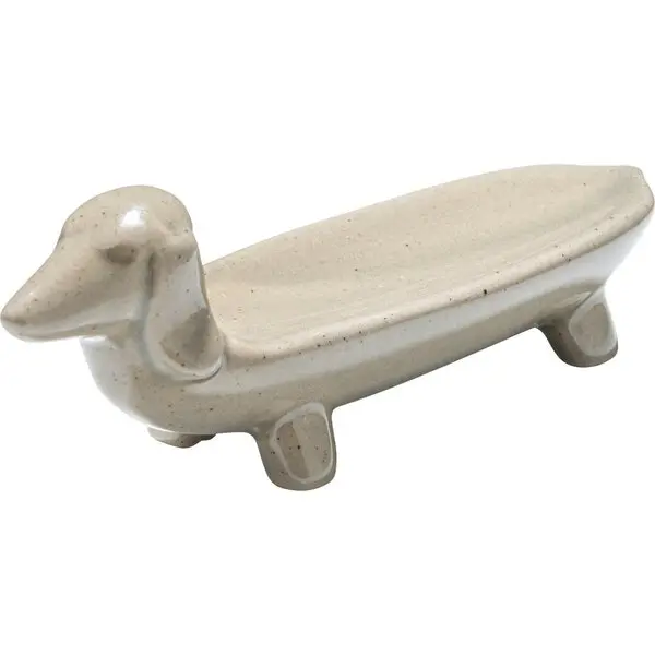 STORIED HOME Ceramic Dog Dish - Grey