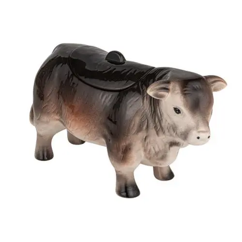 STORIED HOME Vintage Ceramic Cow Shaped Cookie Jar - Brown