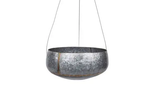 STORIED HOME Round Galvanized Metal Hanging Planter