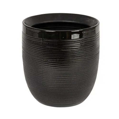 STORIED HOME Textured Stoneware Planter - Black