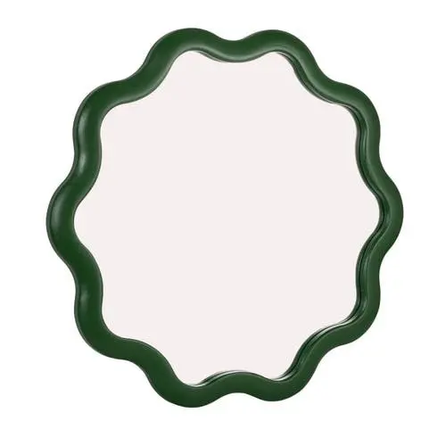 STORIED HOME Scalloped Wood Wavy Wall Mirror - Green