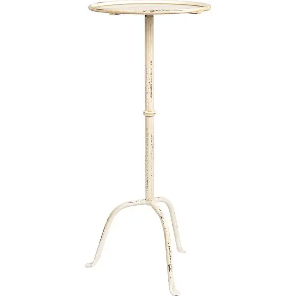 STORIED HOME Metal Martini Cocktail Table - White