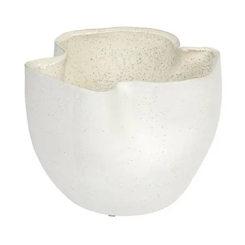 STORIED HOME 7.25 Inches Stoneware Ruffled Planter With Sand Finish And Reactive Glaze, Holds 4 Inches Pot - Beige