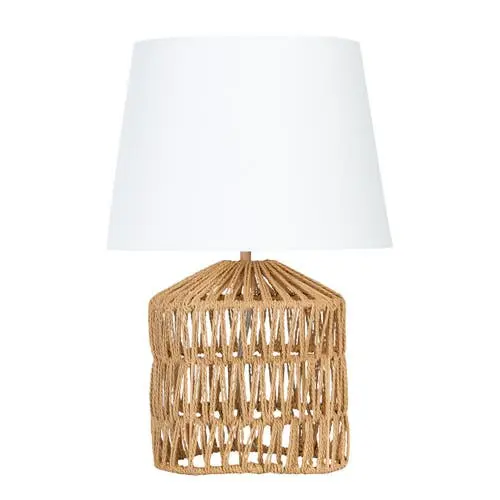 STORIED HOME Woven Rope Table Lamp With Empire Shade - Brown